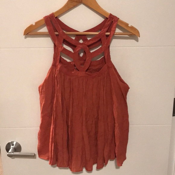 Free People | Tops | Terracotta Geo Blouson Tank Top L | Poshmark